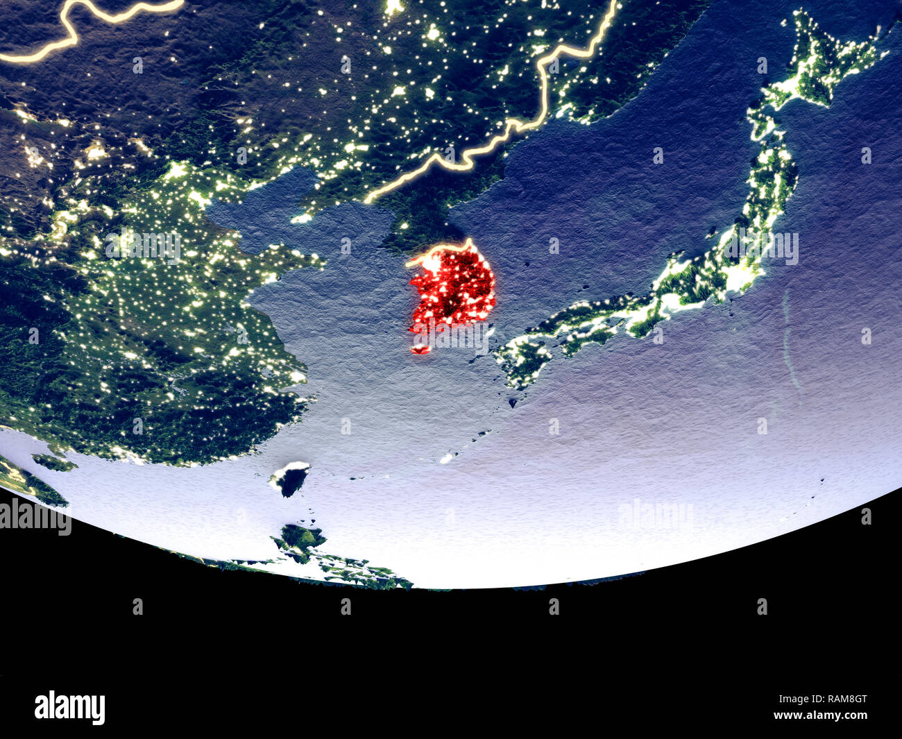 Korea At Night Satellite High Resolution Stock Photography and Images ...