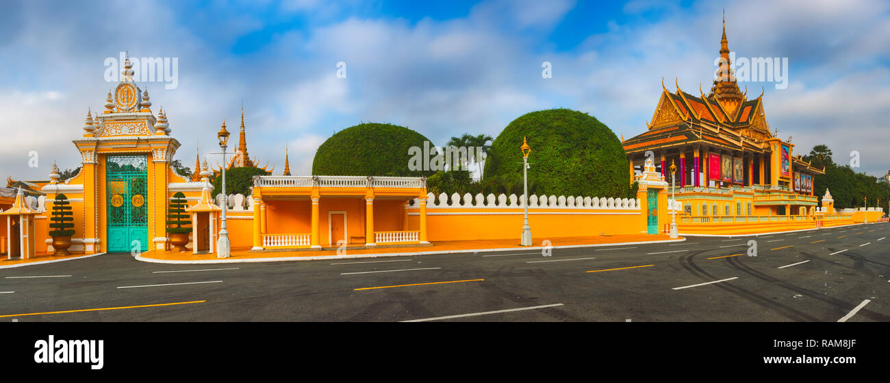 Royal palace complex in Phnom Penh, Cambodia. Tourist attraction and ...