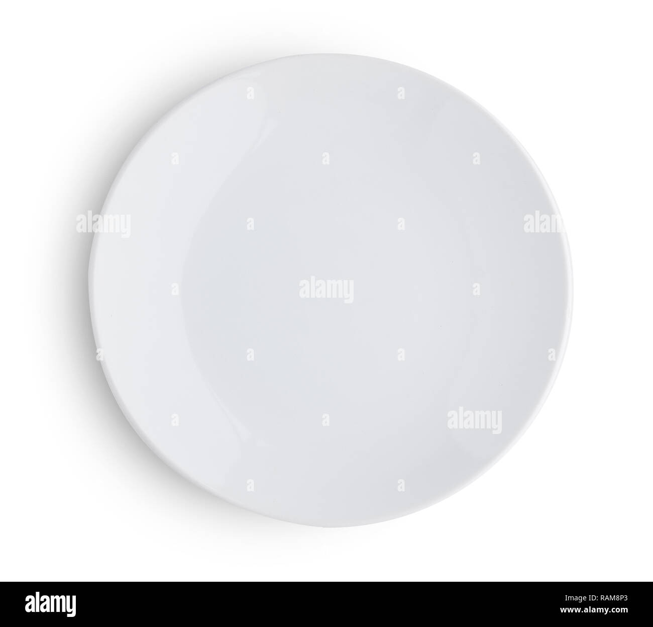 empty plate isolated on white background Top view Stock Photo - Alamy
