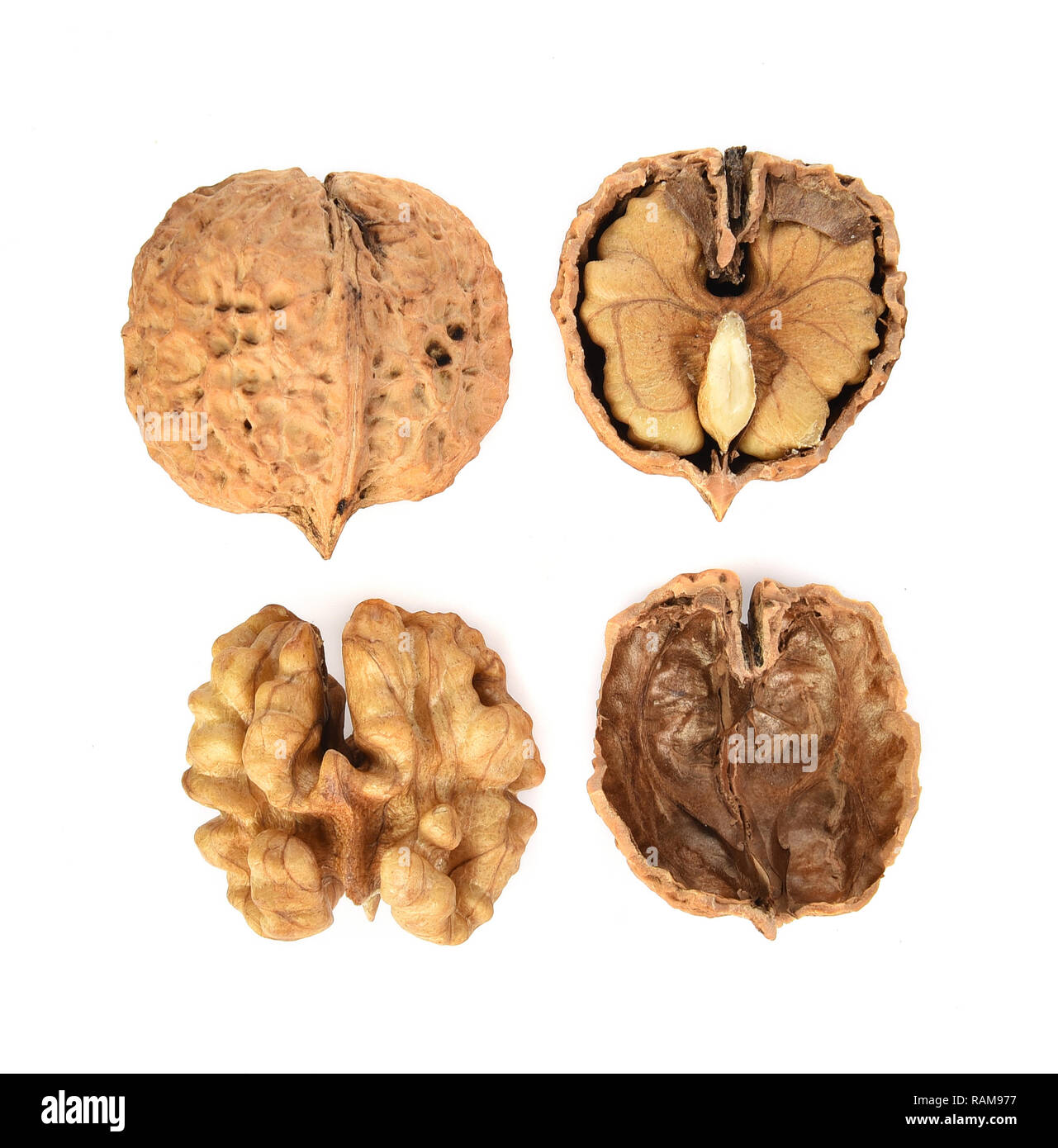 Background dried walnuts top view Cut Out Stock Images & Pictures - Alamy