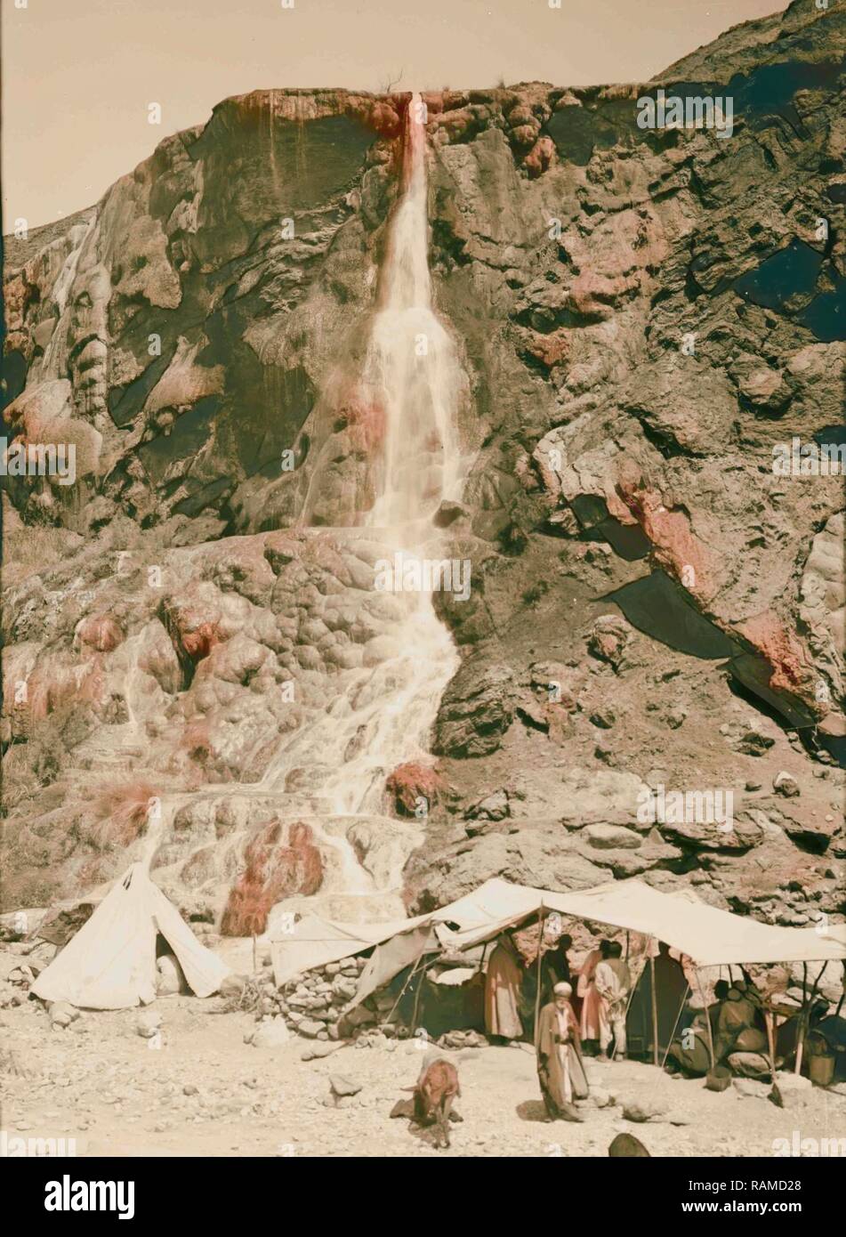 Herod's hot baths of Callirhoe. Wady Zerka Main. The waterfall and ...