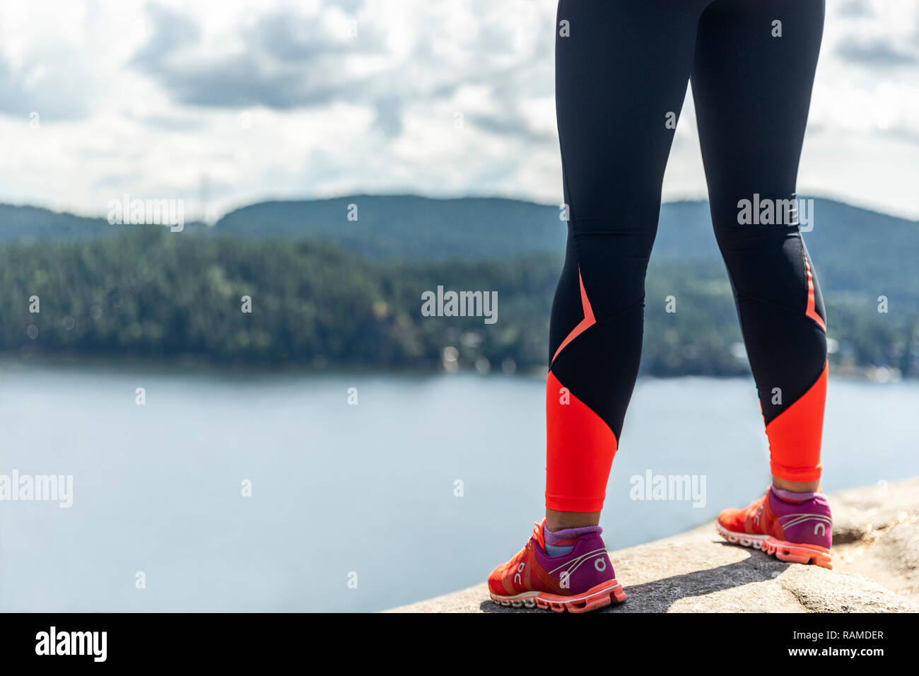The view form the top of Deep Cove in Canada. Beautiful blue waters and ...