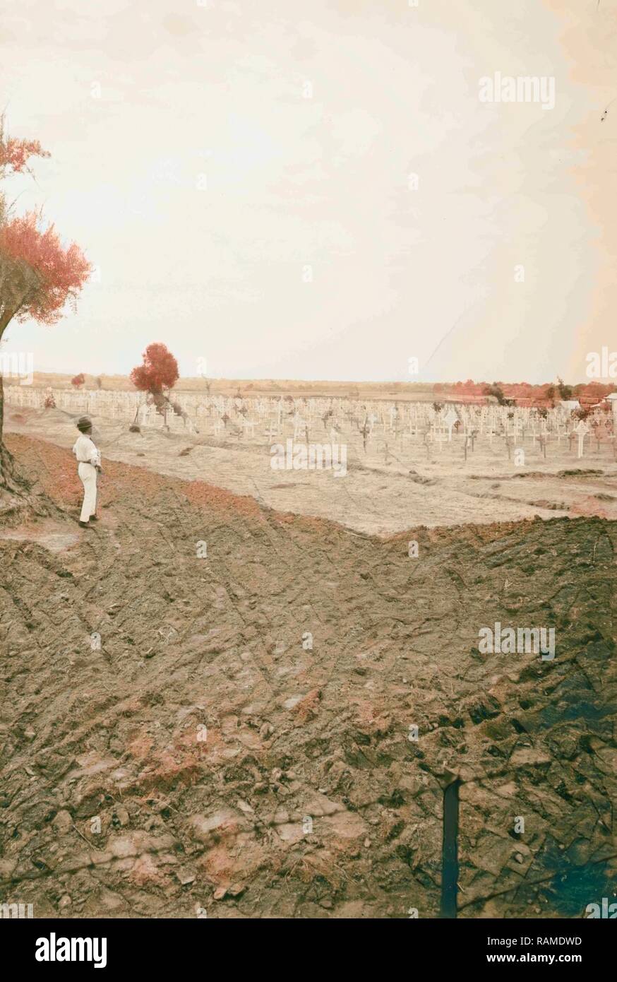 War cemetery in Palestine (probably Gaza). 1917, Gaza Strip. Reimagined ...