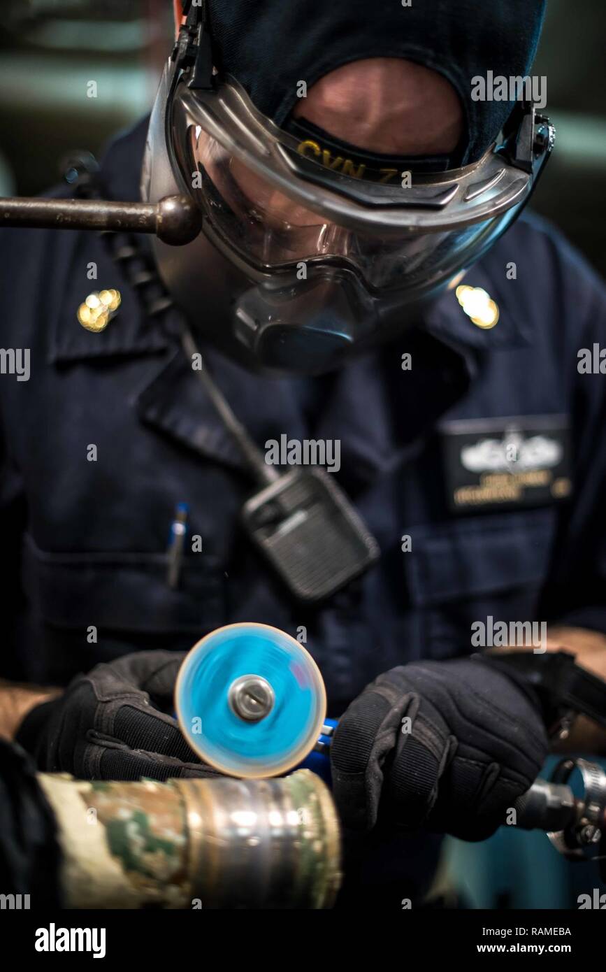 PACIFIC OCEAN (Feb. 18, 2017) Chief Hull Maintenance Technician Chris ...