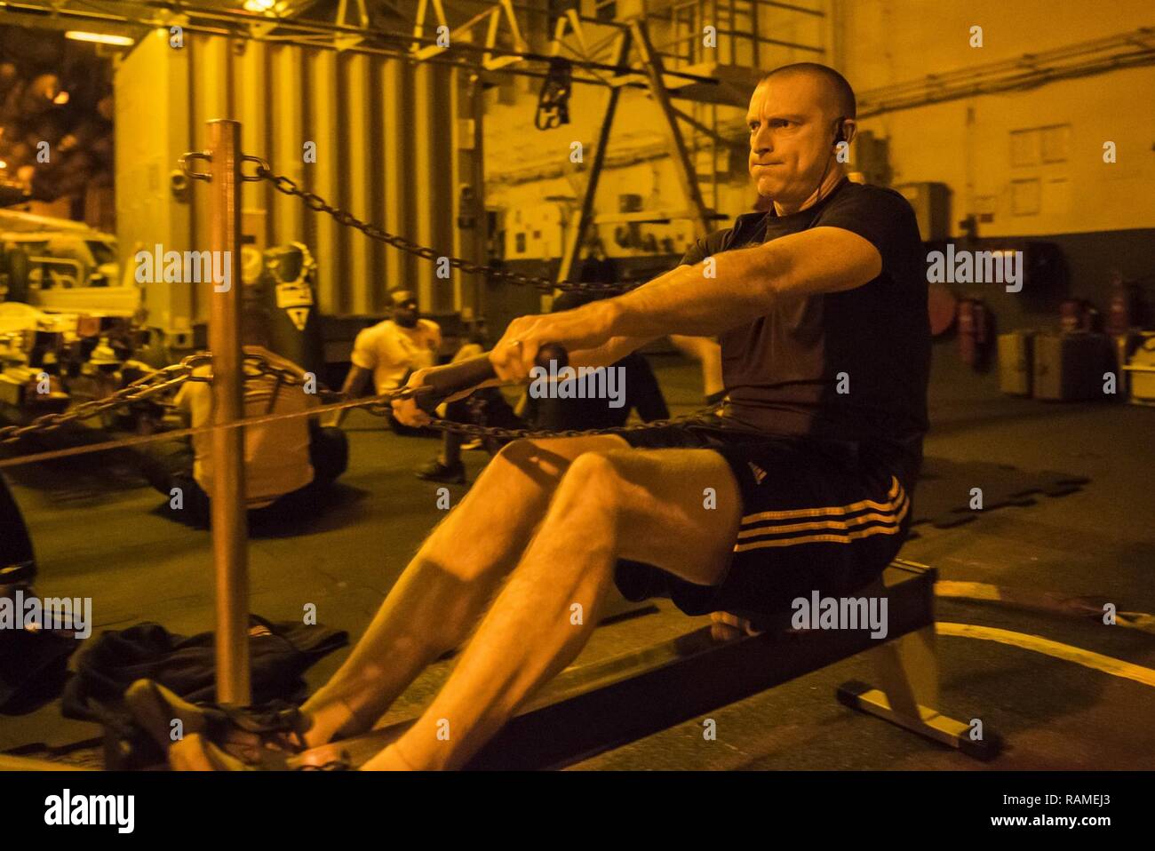 MEDITERRANEAN SEA (Feb. 17, 2017) Lt. Cmdr. Sean Sullivan participates ...