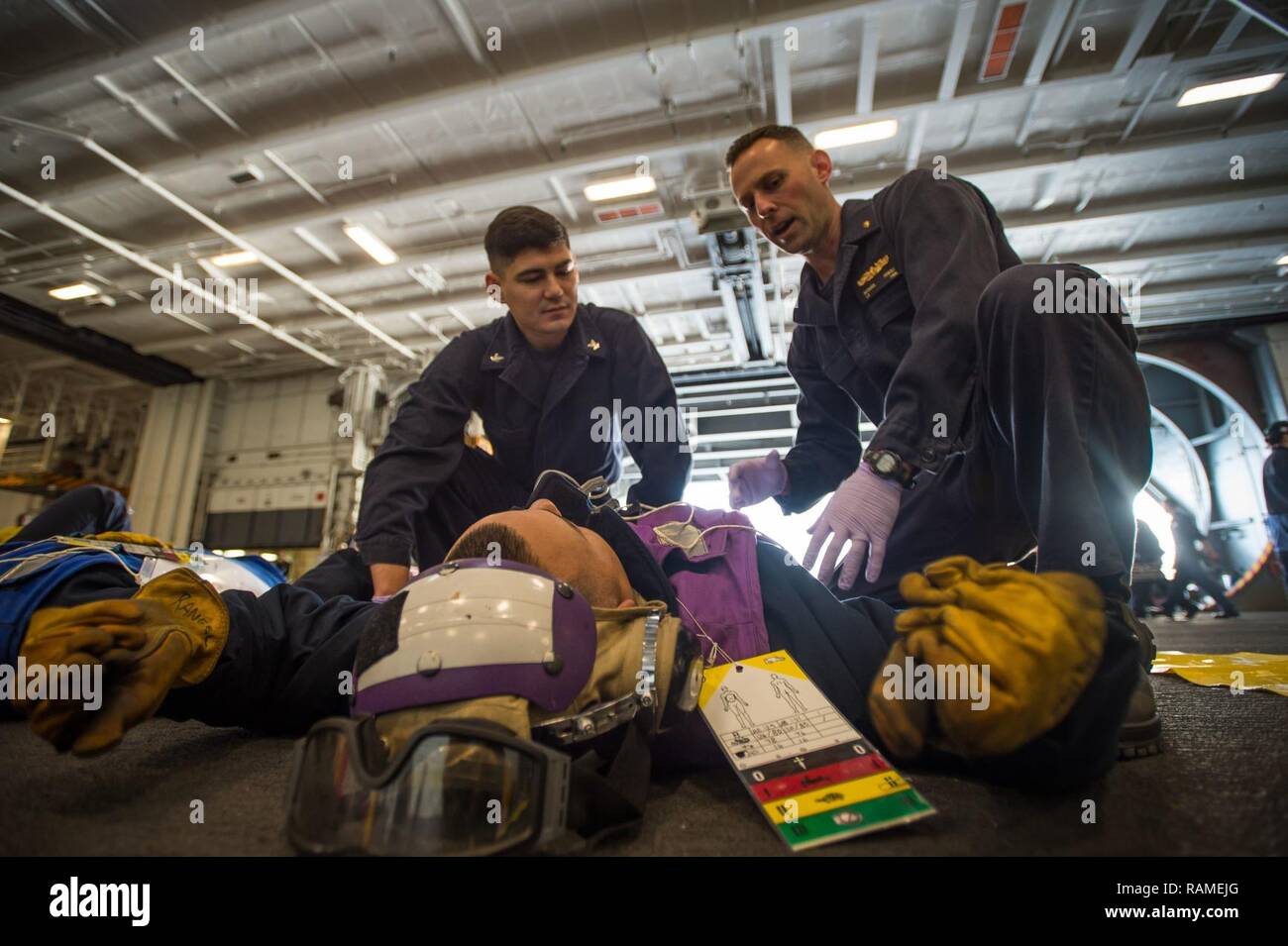 PACIFIC OCEAN (Feb. 18, 2017) Hospital Corpsman 3rd Class Zachary McBee ...
