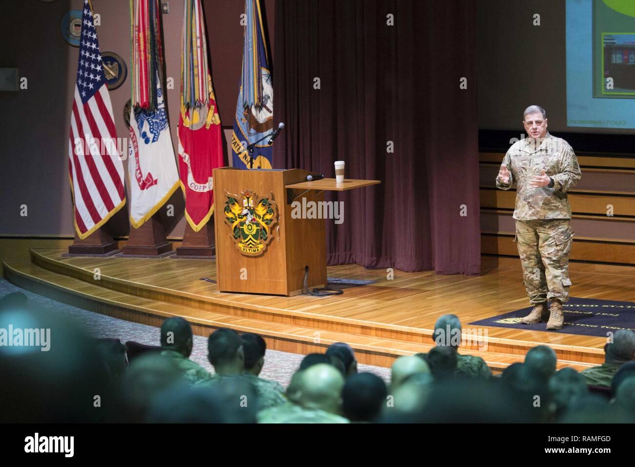 U.S. Army Chief of Staff Gen. Mark A. Milley addresses students at the ...