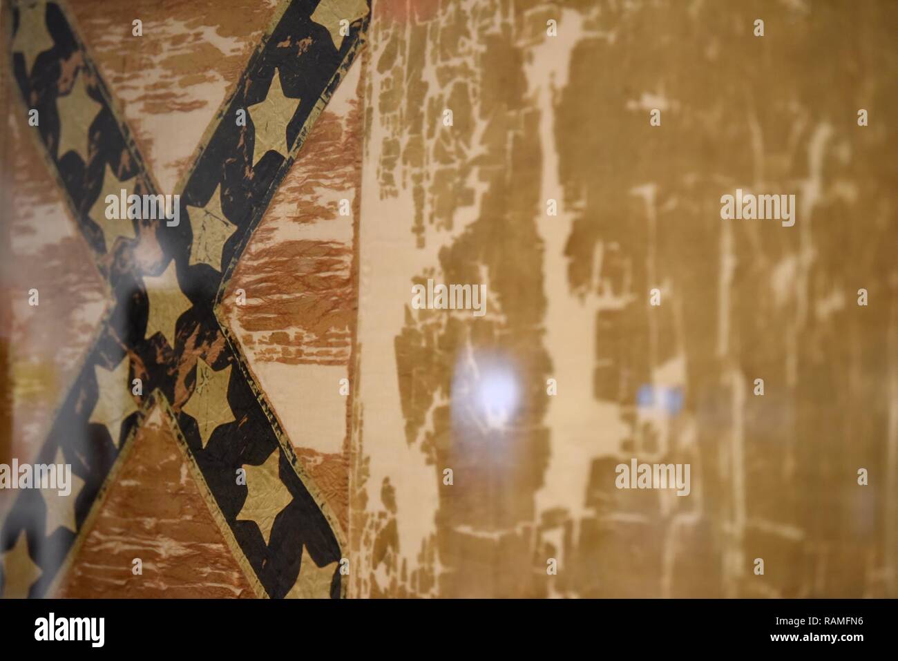A captured Confederate flag is displayed at the Arkansas National Guard ...