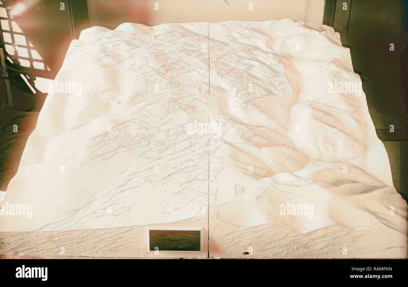 Relief map. Relief model of Jerusalem made by Ernest Forrest Beaumont ...