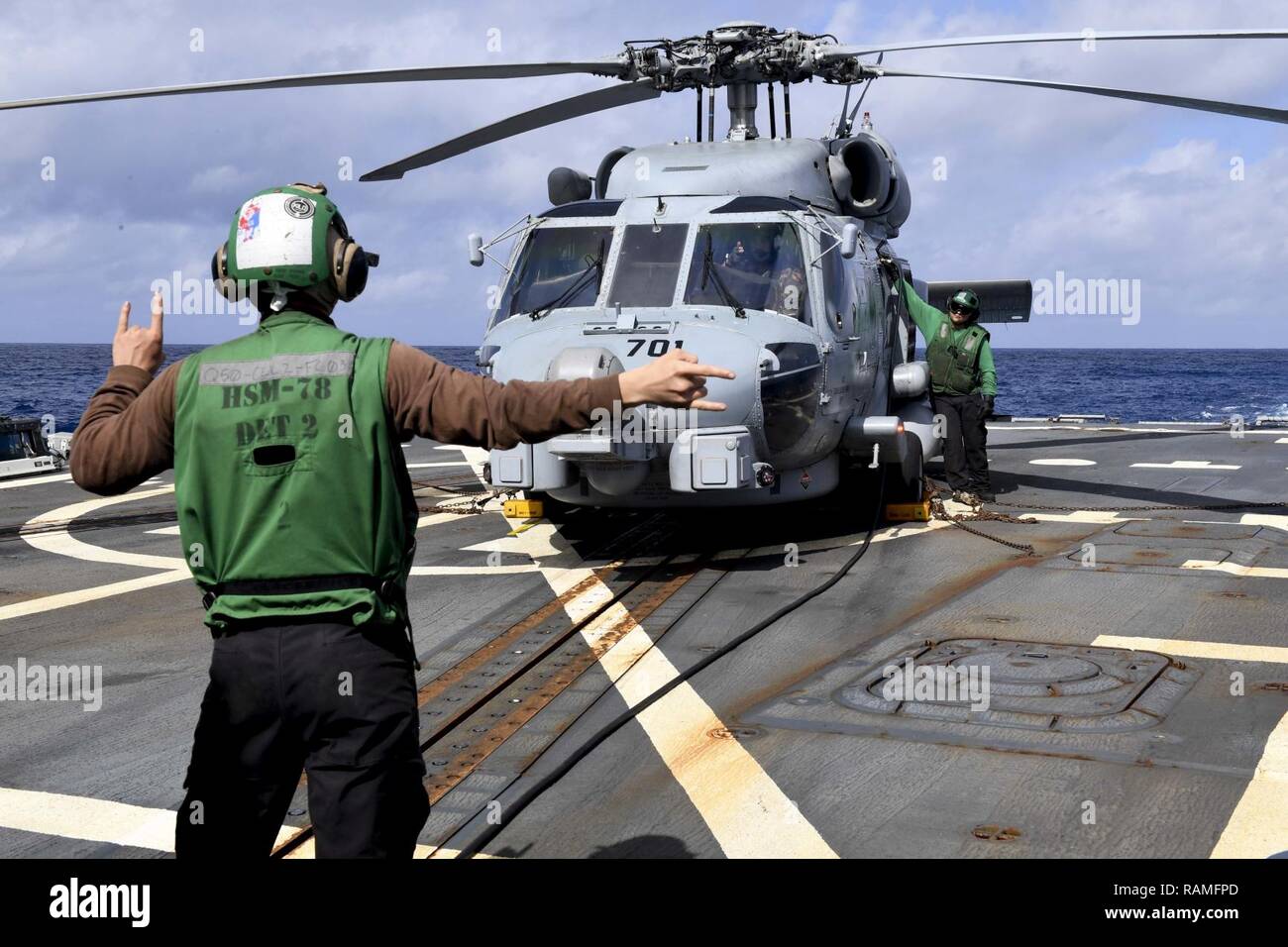 SOUTH CHINA SEA (Feb. 20, 2017) Sailors attached to Helicopter Maritime ...