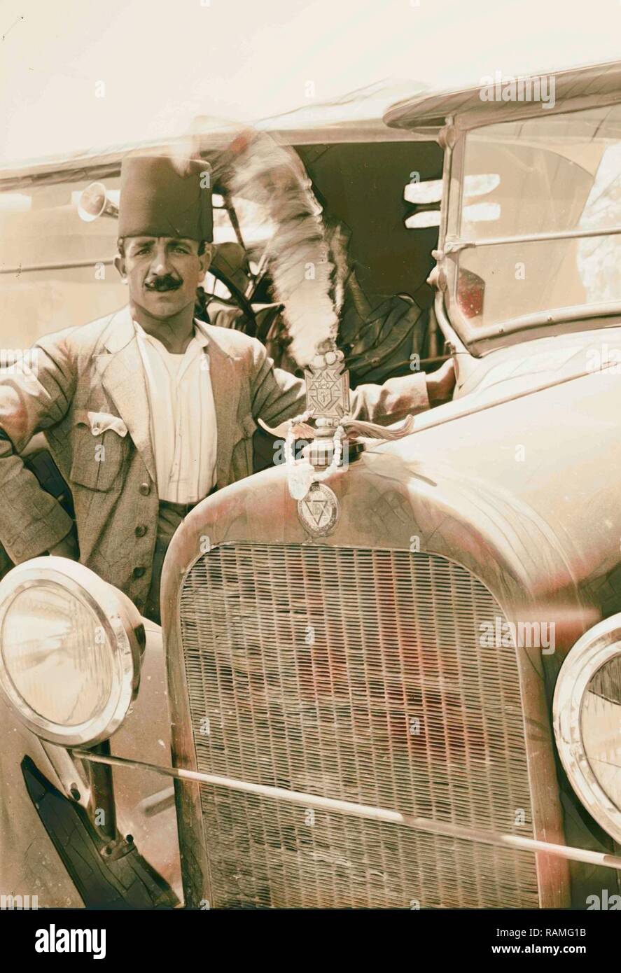 Arab posed beside new Dodge 1920, Middle East, Israel and/or Palestine ...