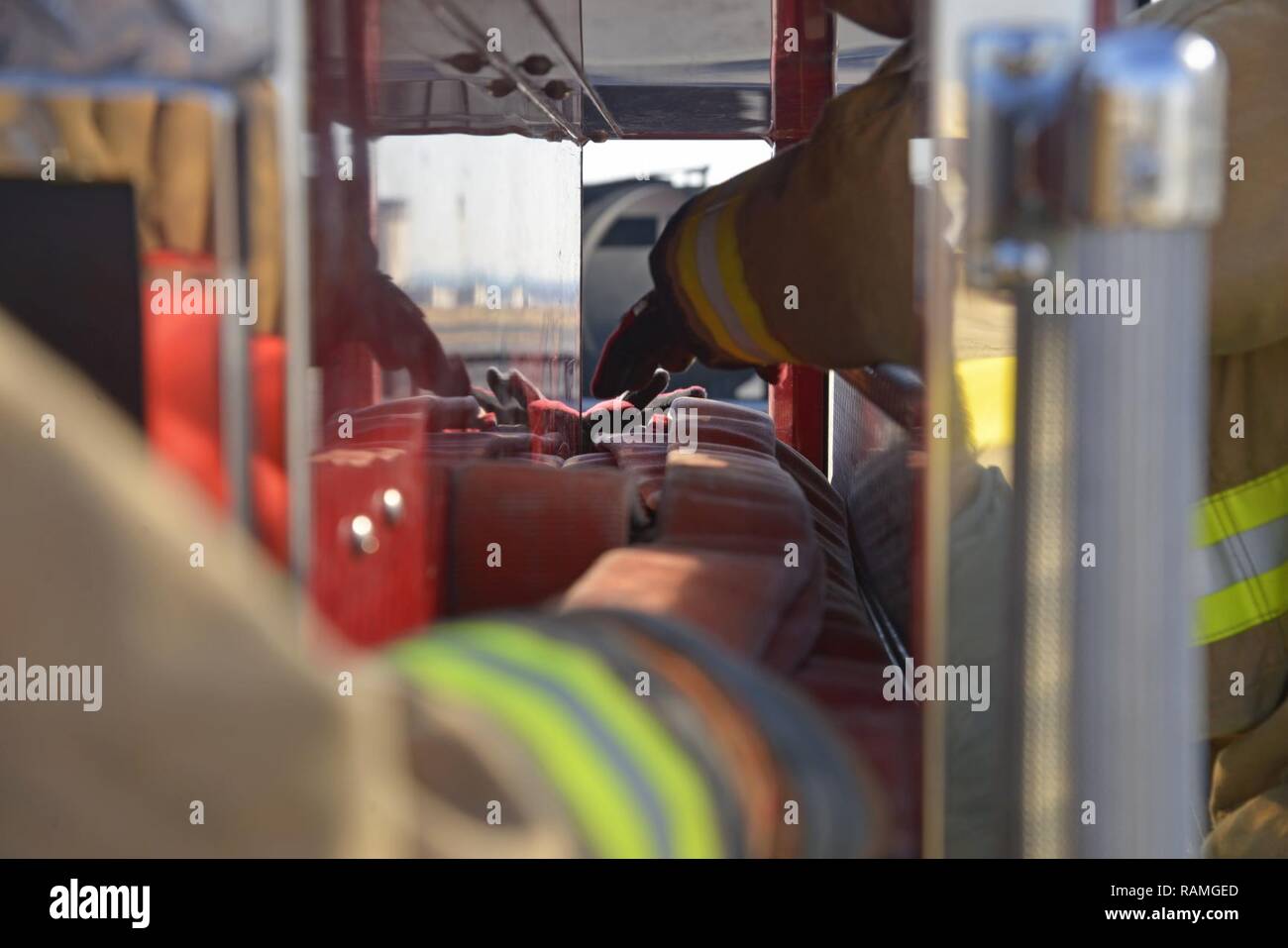 Fire fighters from the 374th Civil Engineer Squadron Fire Department ...