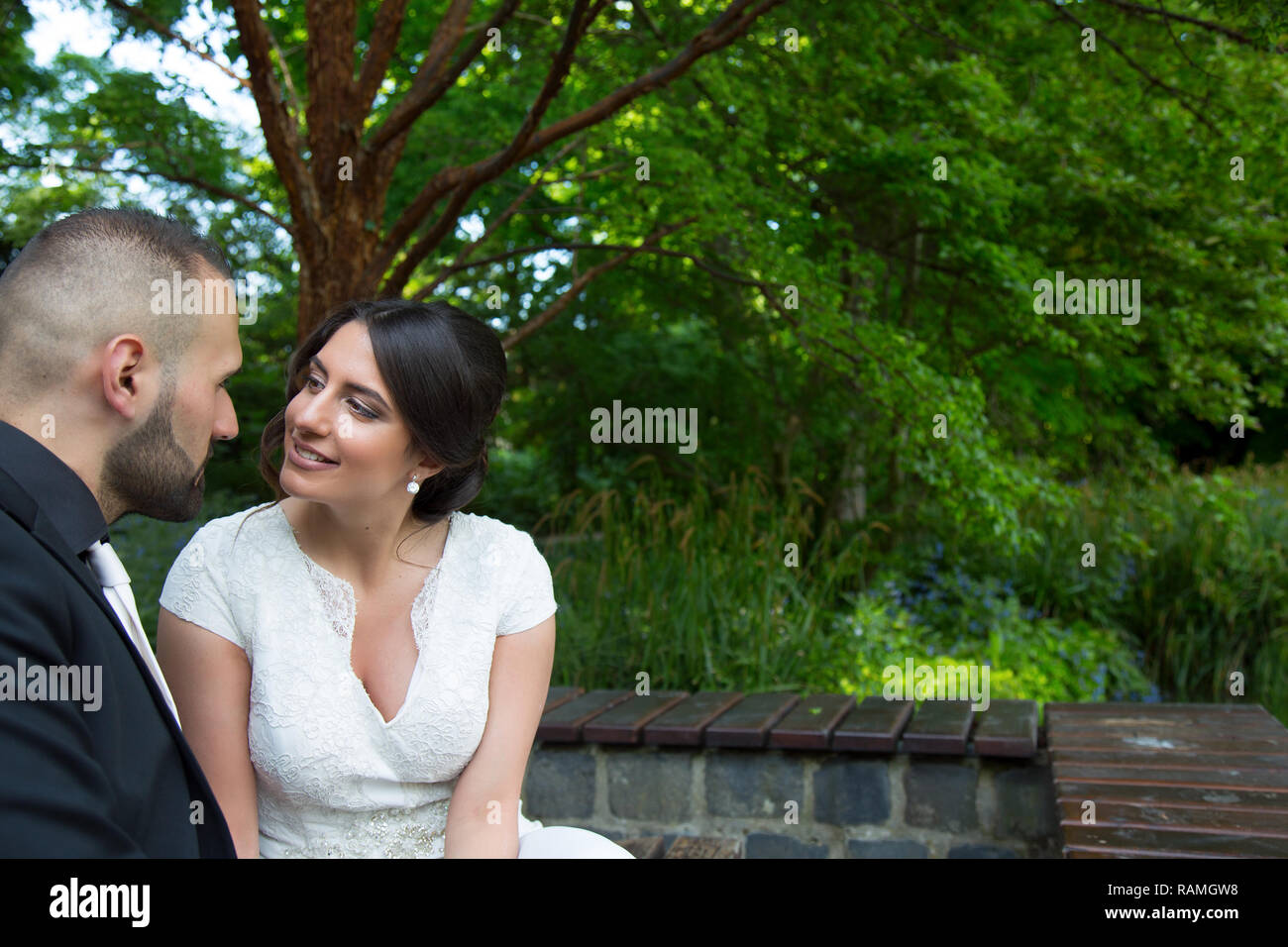 Bride and Groom Marriage Concept. Happy Faces Romantic and Emotional ...