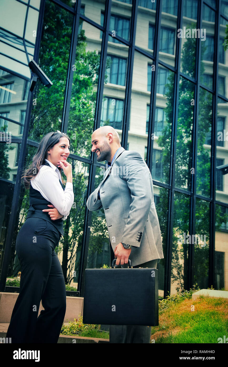 Business Couple Modern Teamwork Partnership Outdoor Photo Stock Photo ...