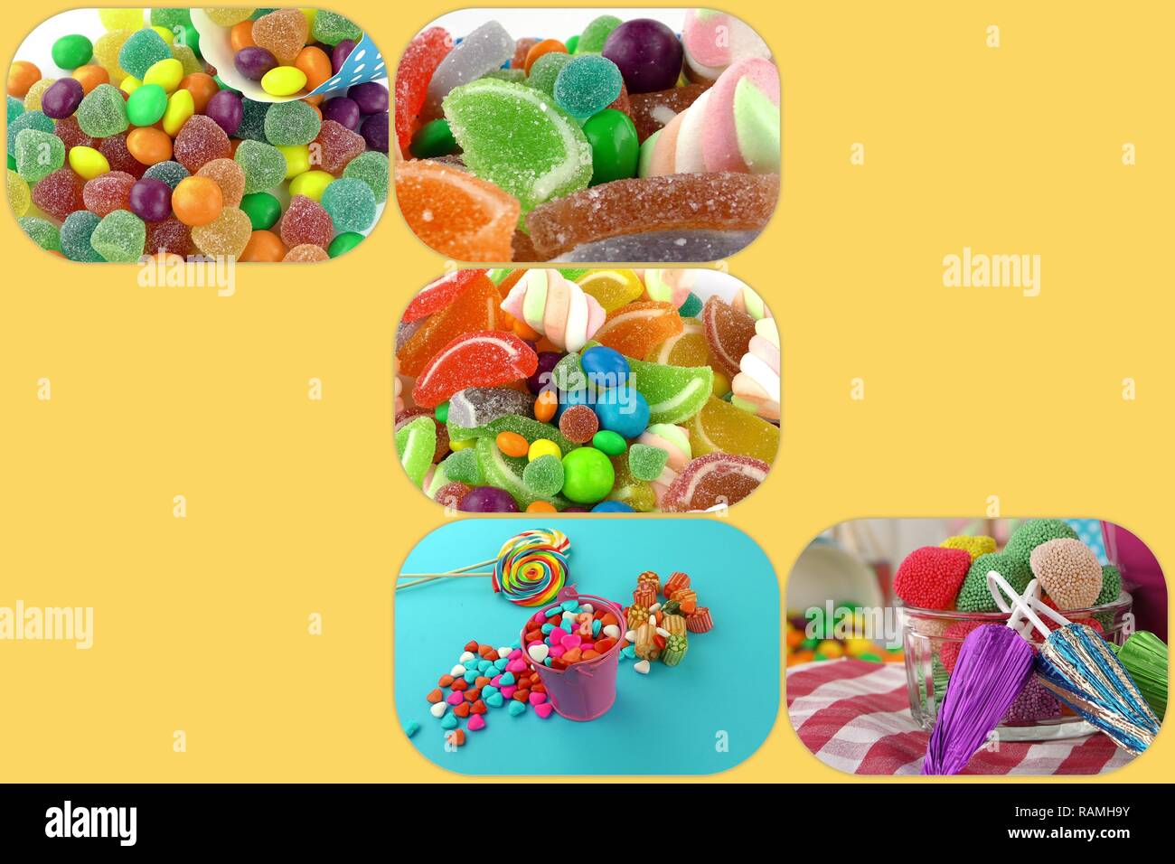 Candy Sweet Lolly Sugary Collage Photo Stock Photo - Alamy
