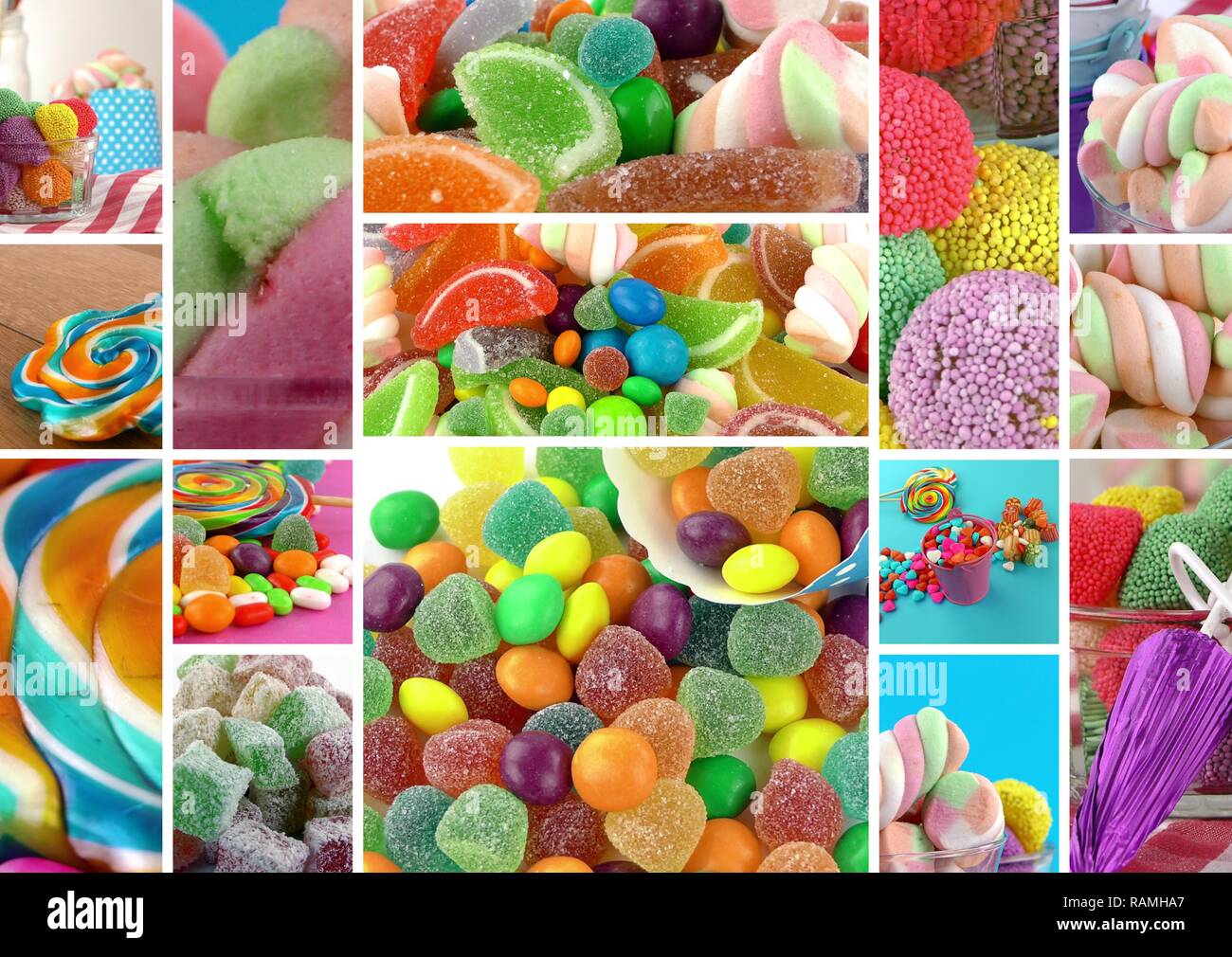 Candy Sweet Lolly Sugary Collage Photo Stock Photo - Alamy
