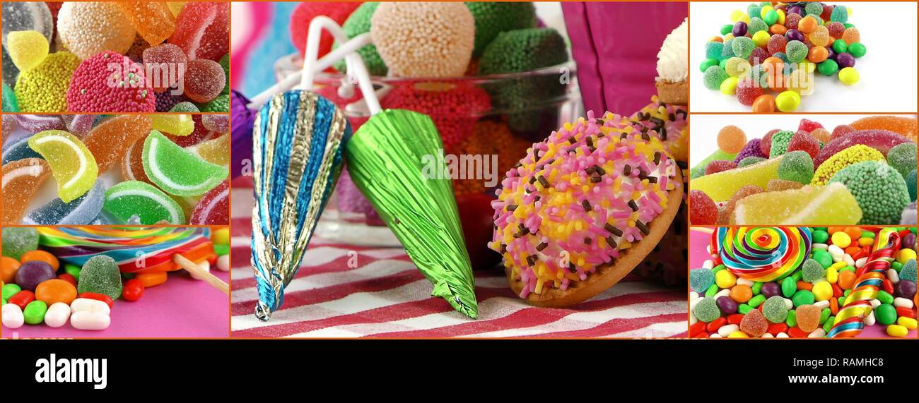 Candy Sweet Lolly Sugary Collage Photo Stock Photo - Alamy