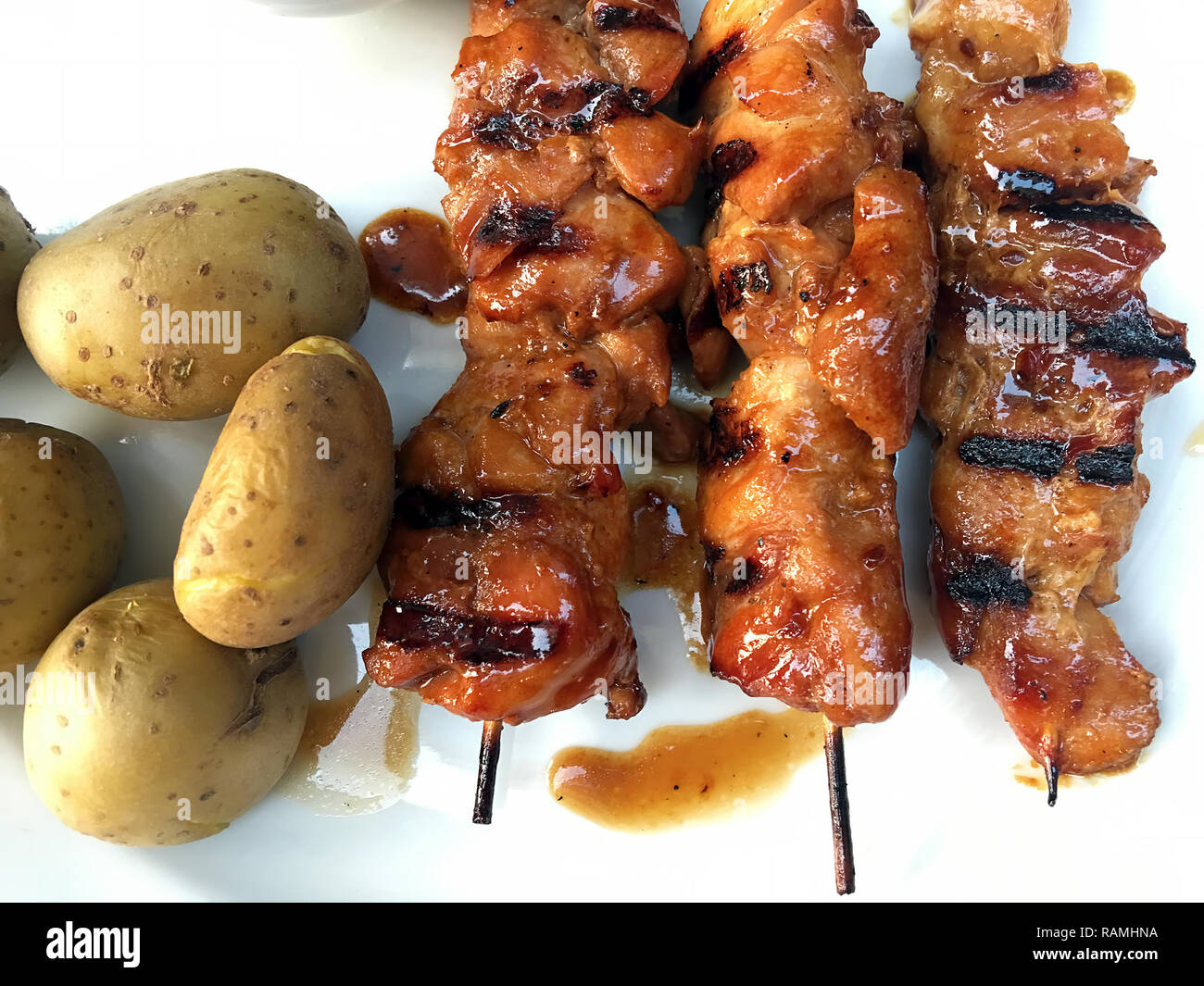 Chicken Barbecue Food Meat on a Plate Photo Stock Photo - Alamy