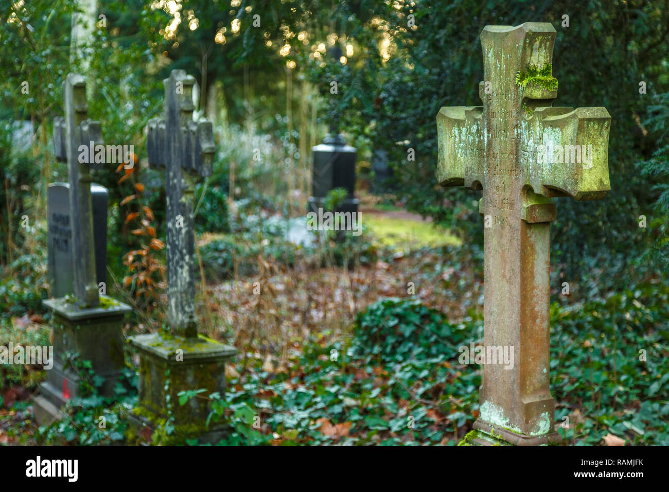 Cross Stone in Christianity Religion Cemetery and Nature Stock Photo ...