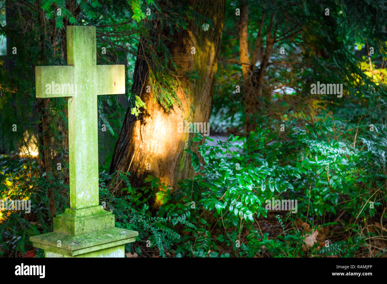 Cross Stone in Christianity Religion Cemetery and Nature Stock Photo ...