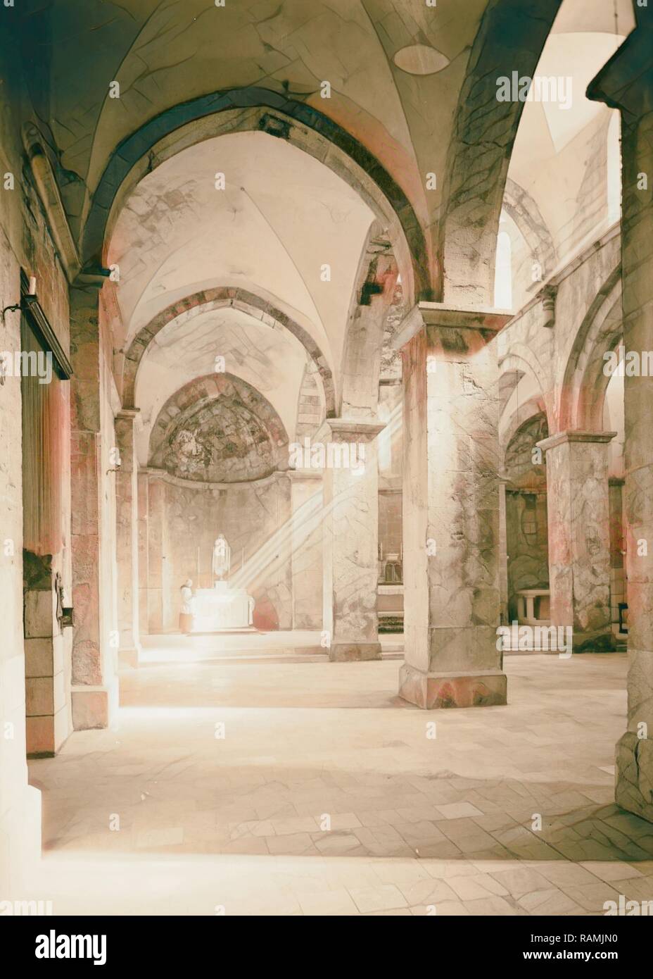 Crusader church at Abou Gosh (Kirjath Jearim). Interior, northern aisle ...