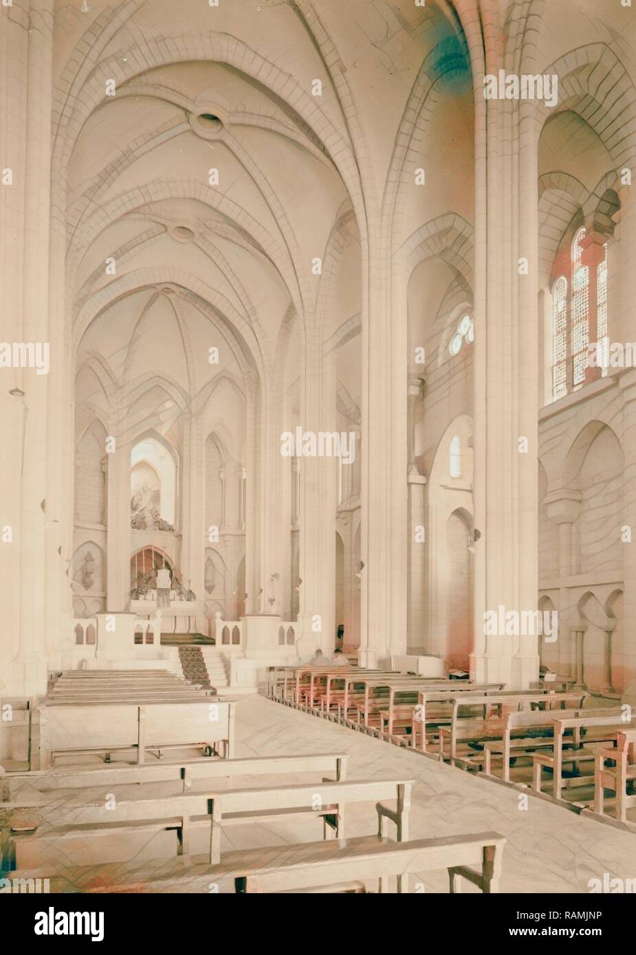 French church and orphanage of 'Jesus Adolescent' in Nazareth. Interior ...