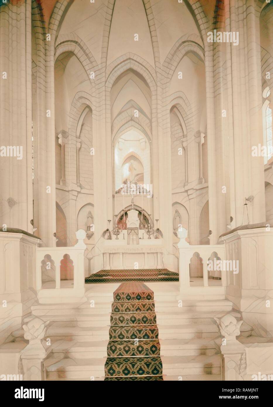 French church and orphanage of 'Jesus Adolescent' in Nazareth. Interior ...