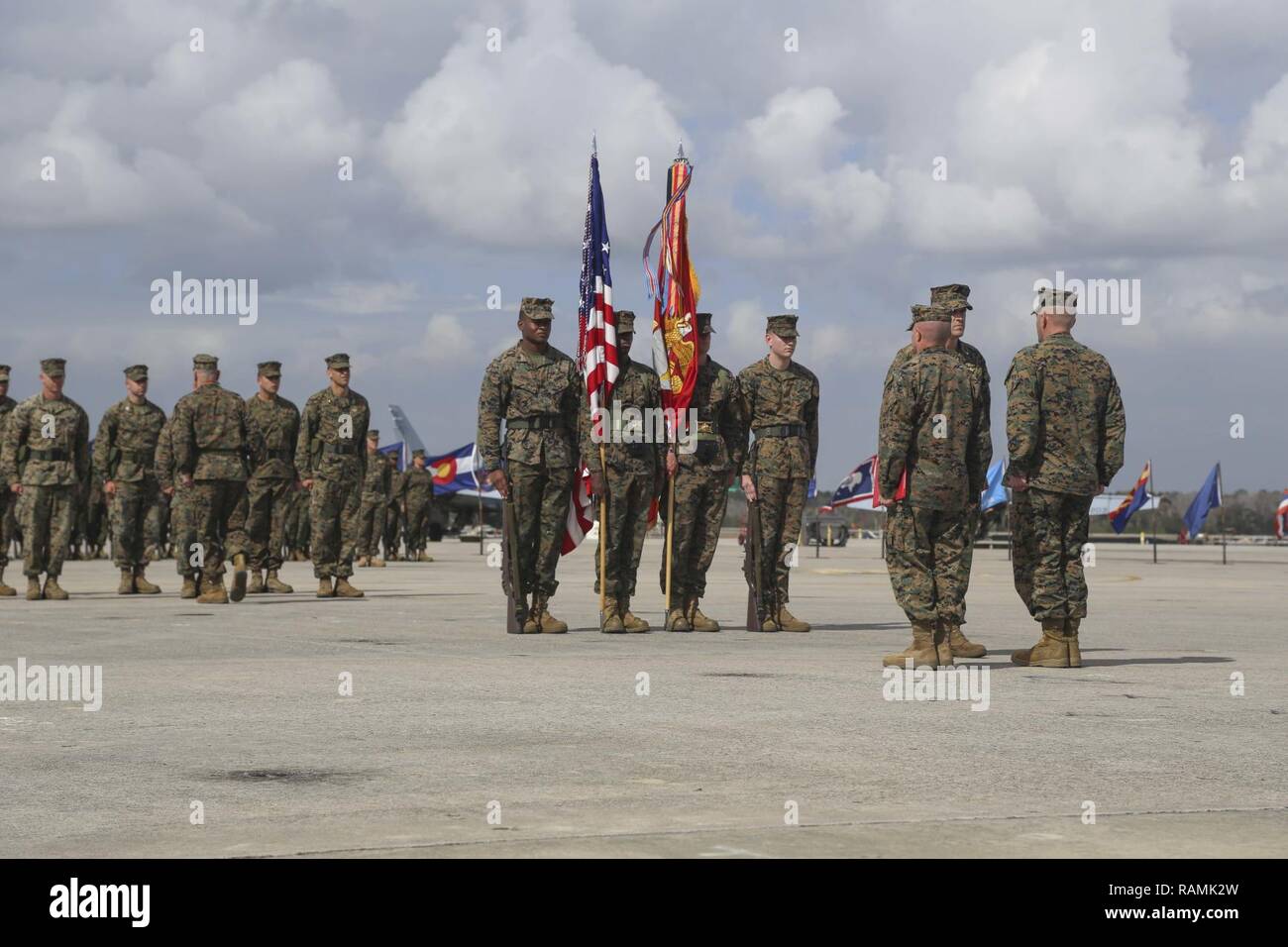 U.S. Marine Corps Lt. Col. Shannon M. Brown, outgoing Commanding ...