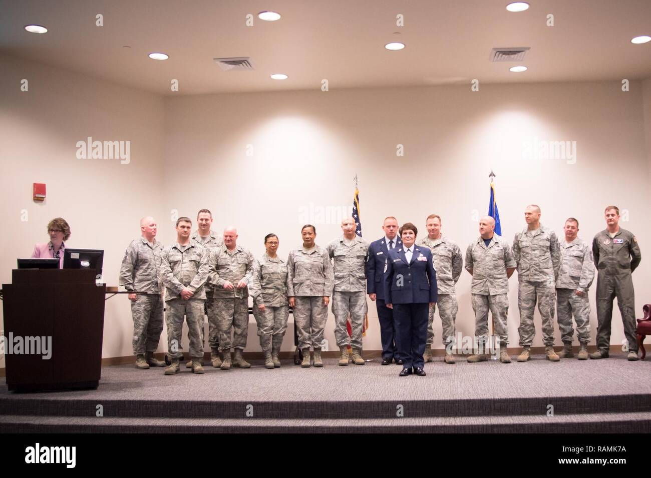 Retired Chief Master Sgt. Sheila Richard reads the Chief's Creed during ...
