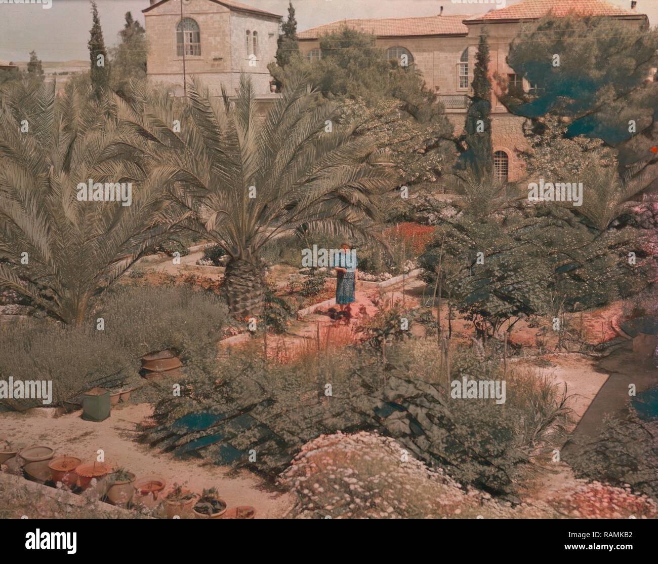 Mrs. Matson in American Colony palm gardens. 1935, Jerusalem, Israel ...