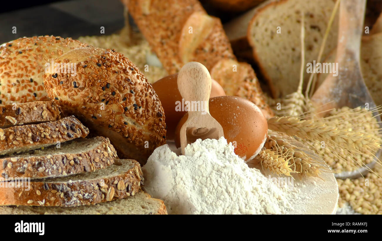 Delicious Fresh Mix of Bread Food Concept Photo Stock Photo - Alamy