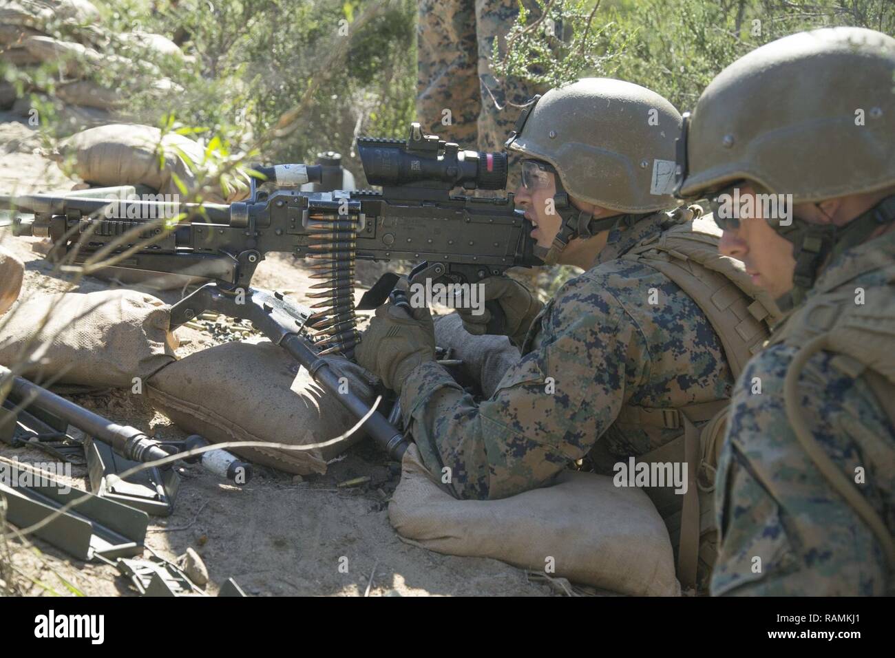 U.S. Marine Corps Pfc. Michael Panagos, left, and Pfc. Caleb Roberts ...