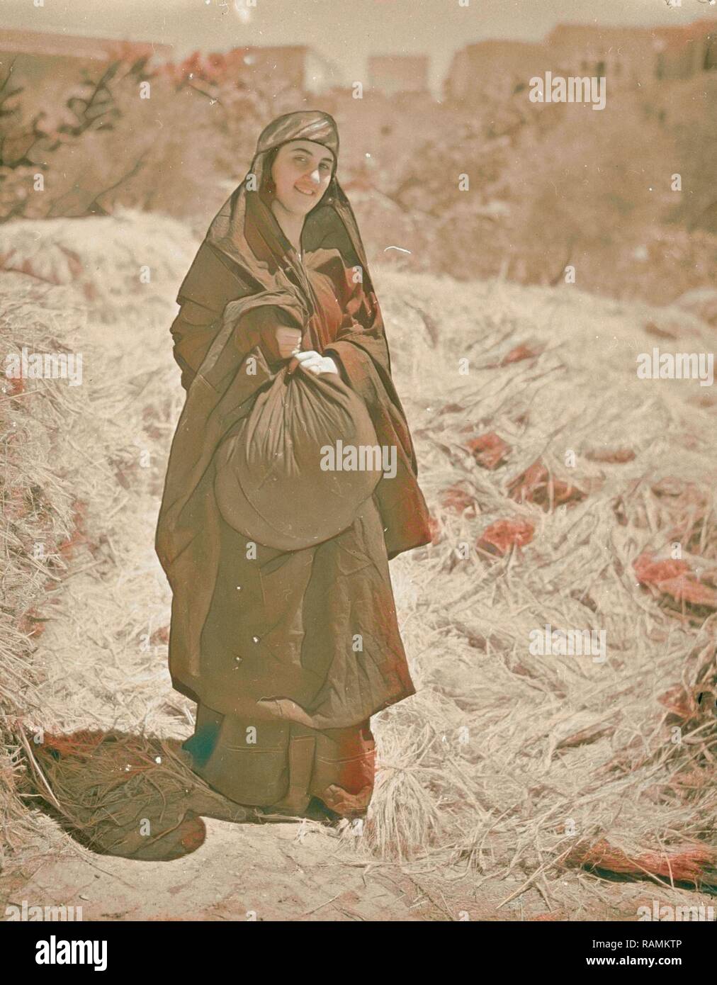 Ruth story. 'Ruth' carrying off wheat measured by 'Boaz' 1940, Middle ...