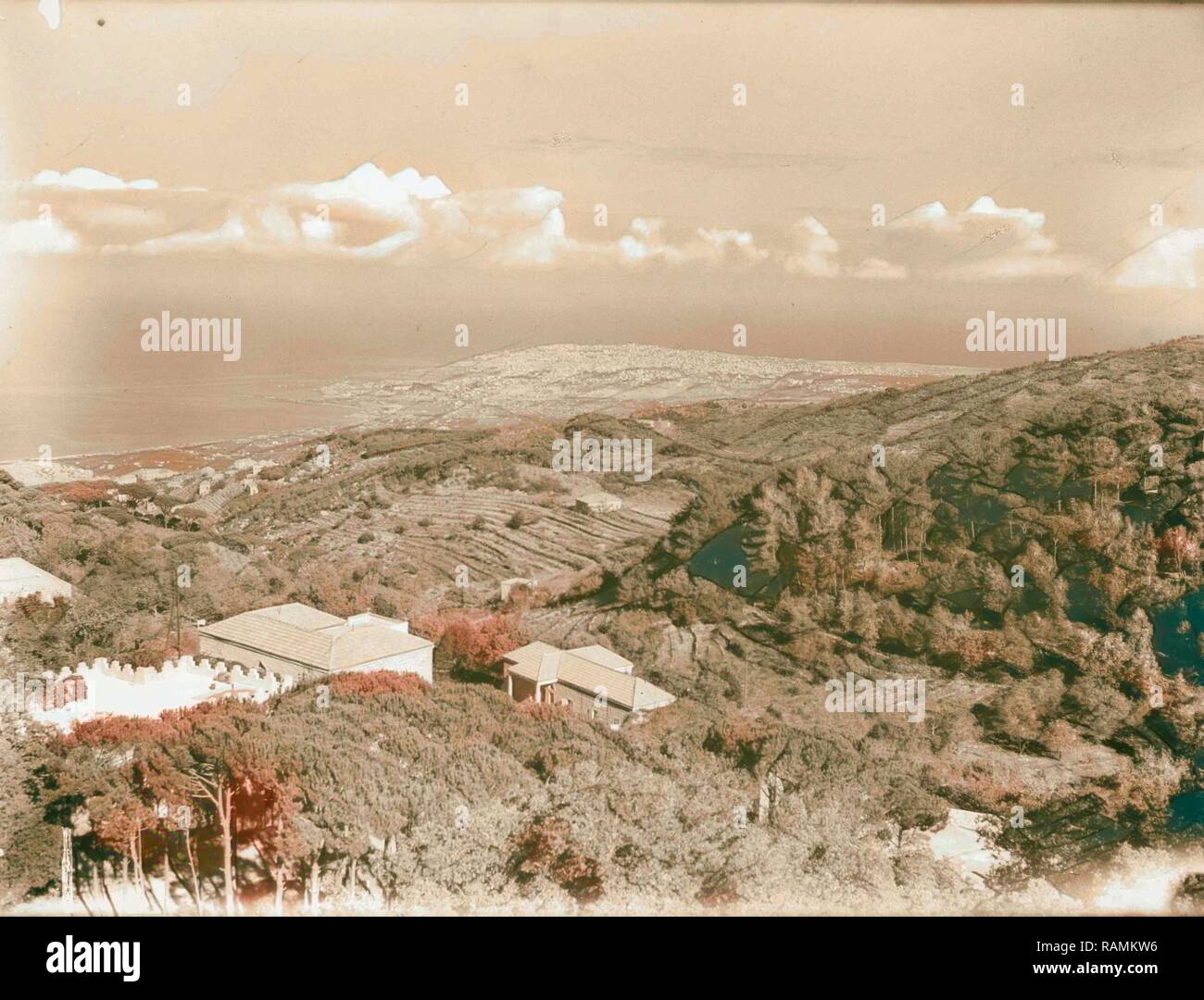 Looking toward the Mediterranean from Broummana, panorama in 3 sections ...