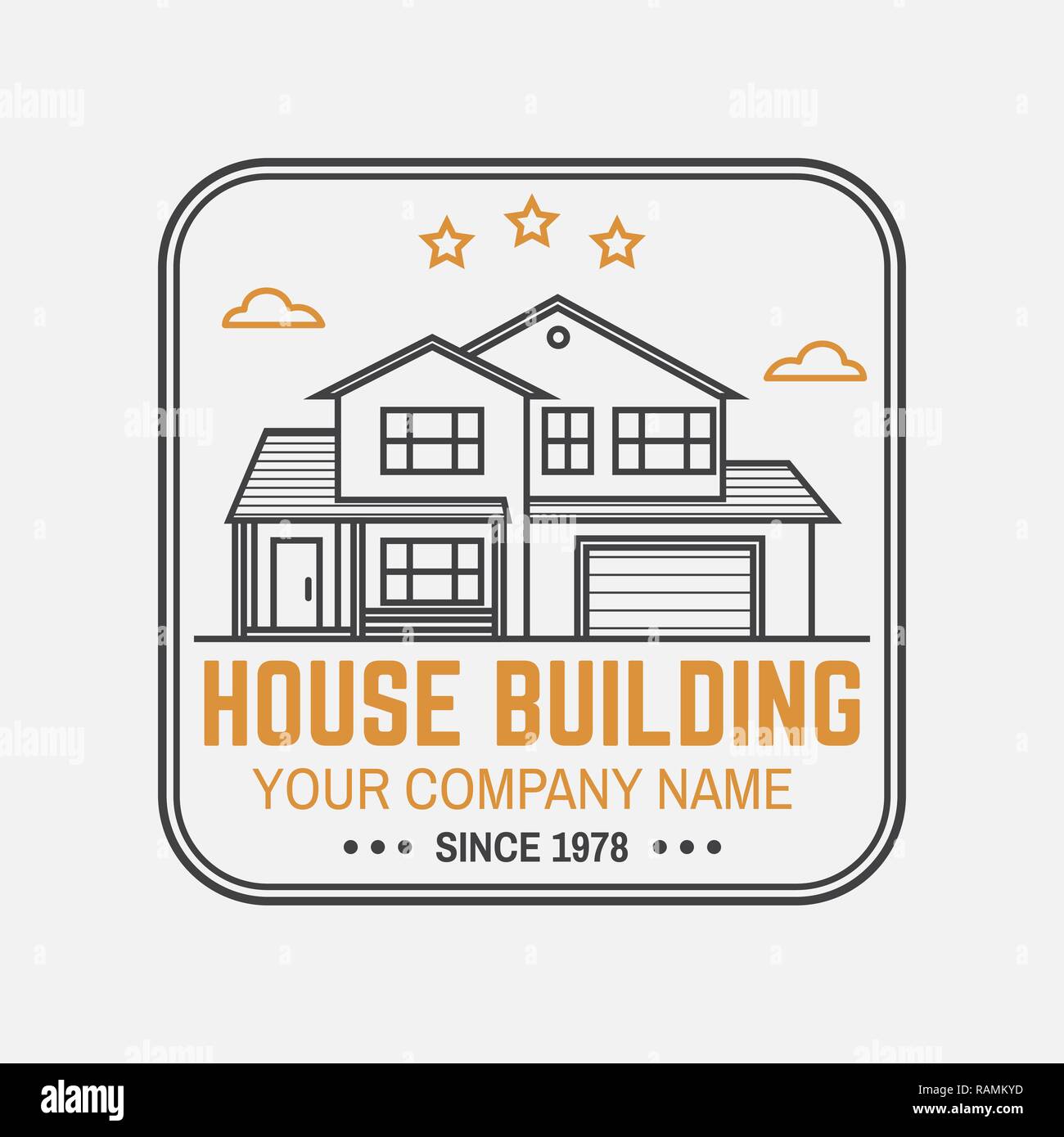 House construction company identity with suburban american house ...
