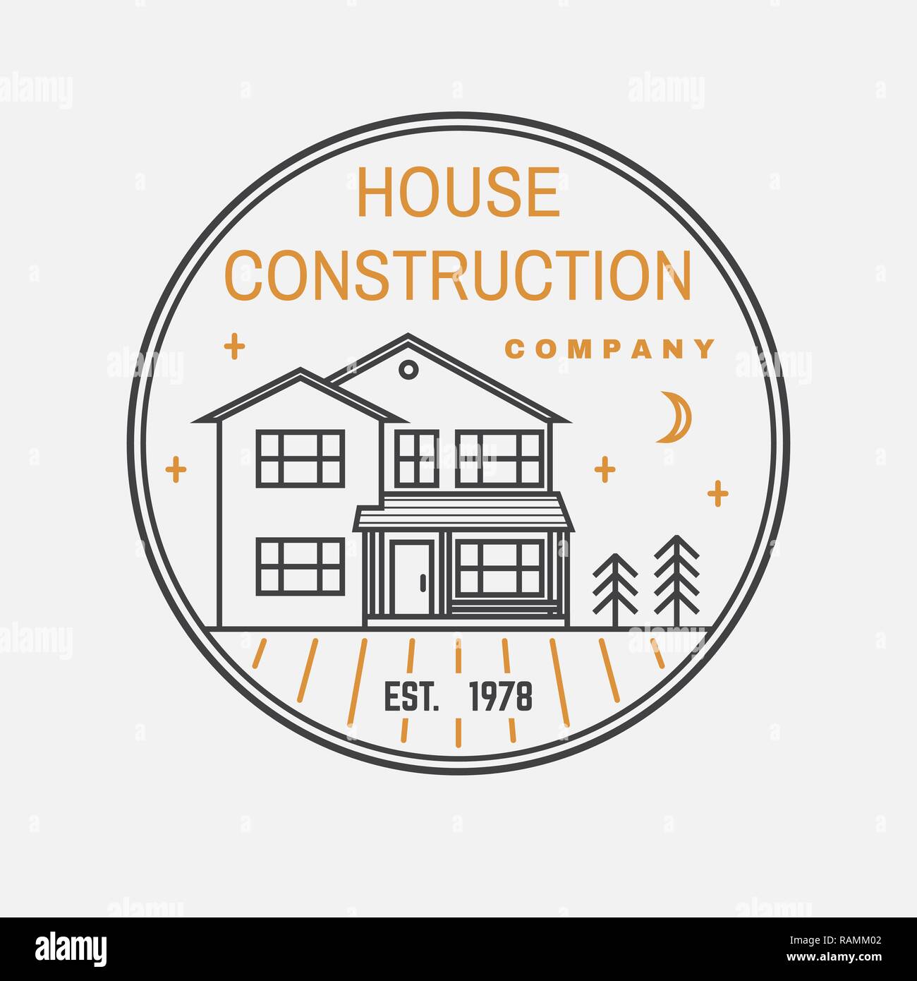 House construction company identity with suburban american house ...