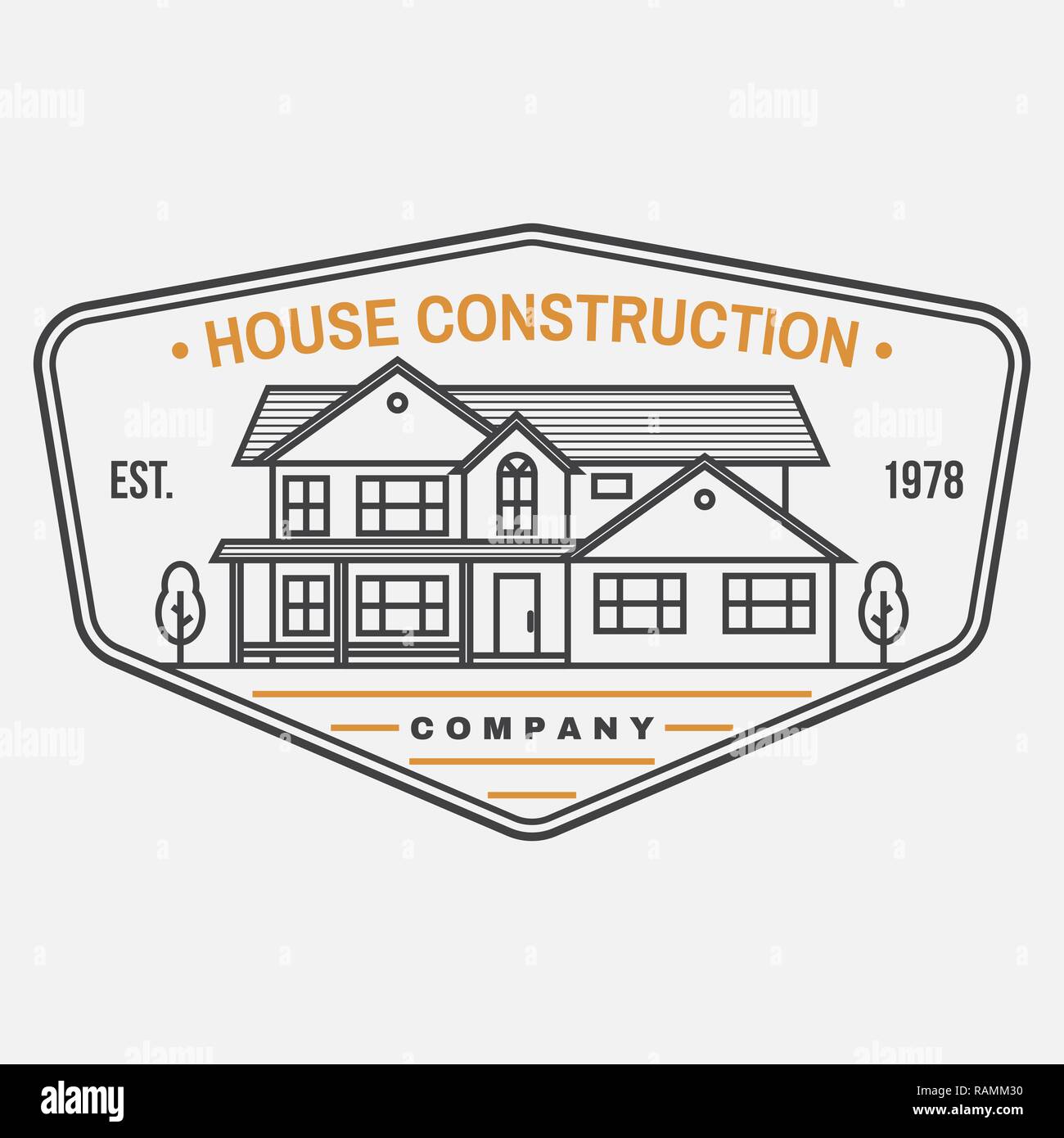 House construction company identity with suburban american house ...