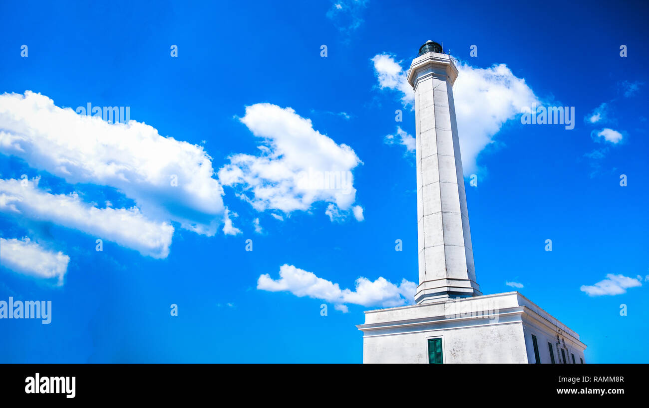 lighthouse sky background horizontal copy space clouds blue white light ...
