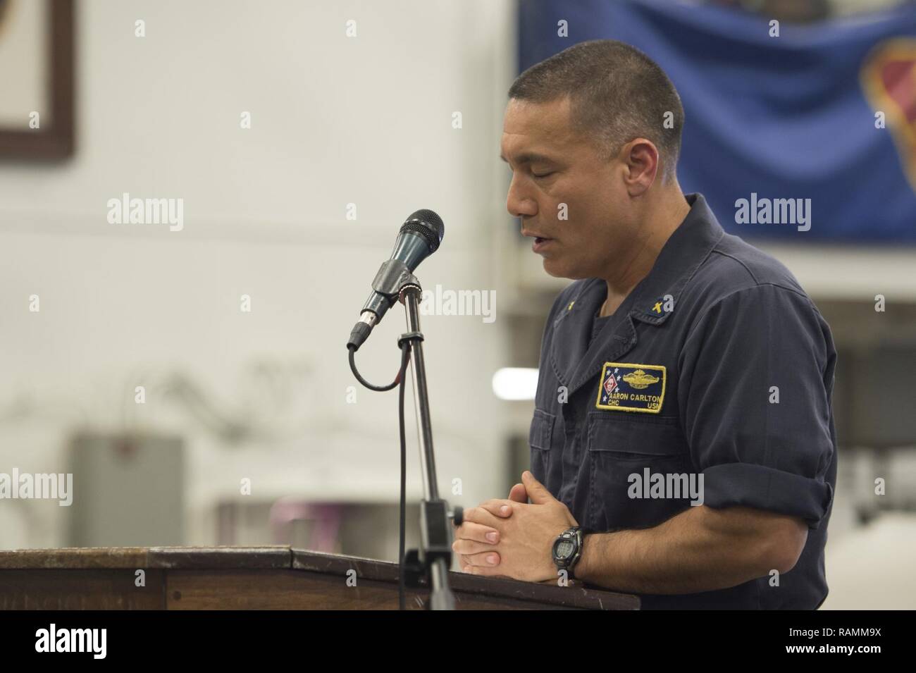 GULF OF ADEN (Feb. 23, 2017) Navy Chaplain, Lt. Cmdr. Aaron Carlton ...