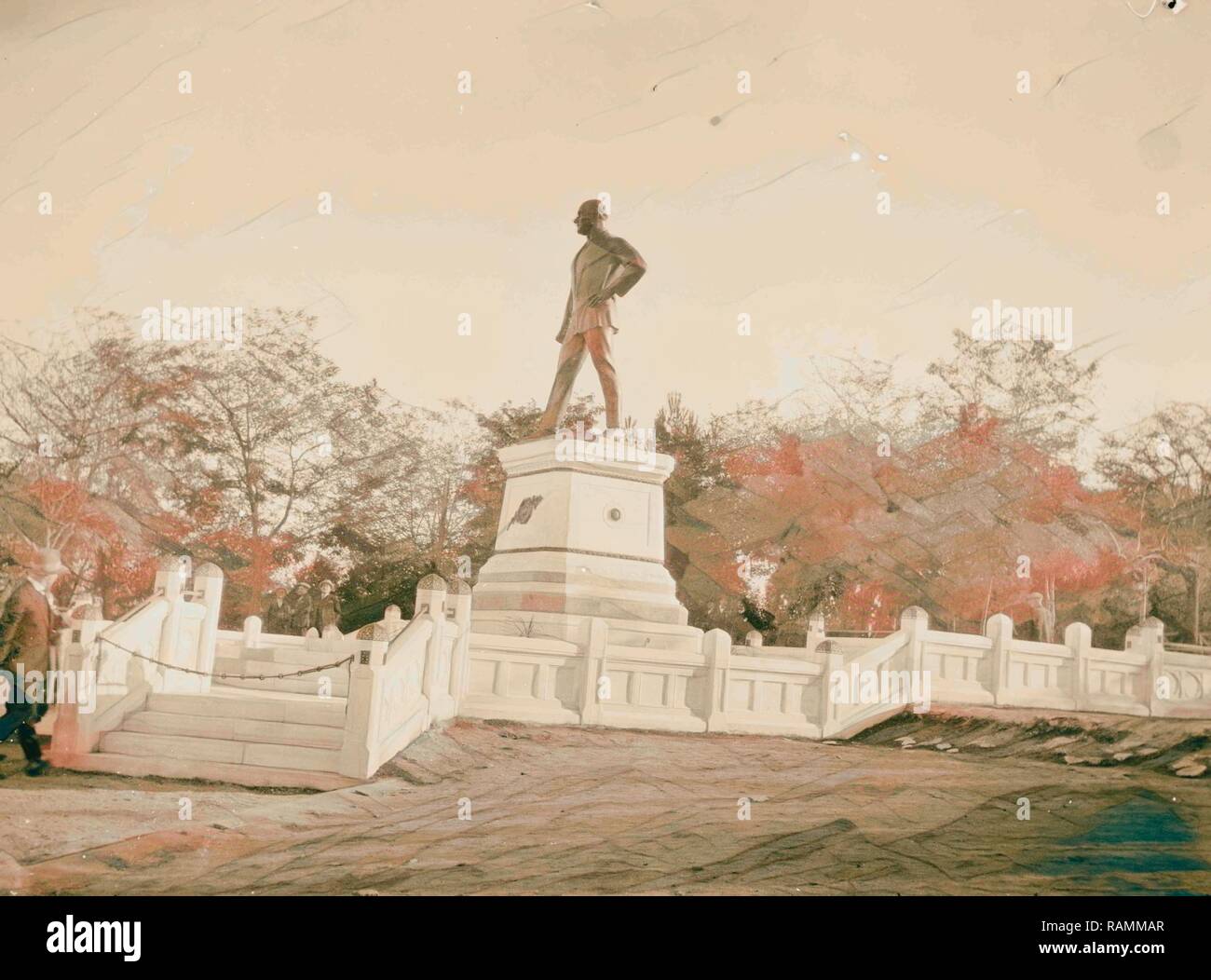 Constantinople. Statue of Mustafa Kemal Pasha. Photo shows statue of ...