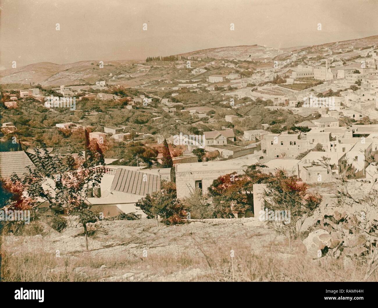 Nazareth. View of valley and town from Tiberias road. 1920, Israel ...