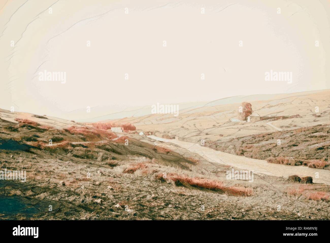 The Jordan Valley north of Lake Galilee. Jordan at Jisr Benat Yacoub ...