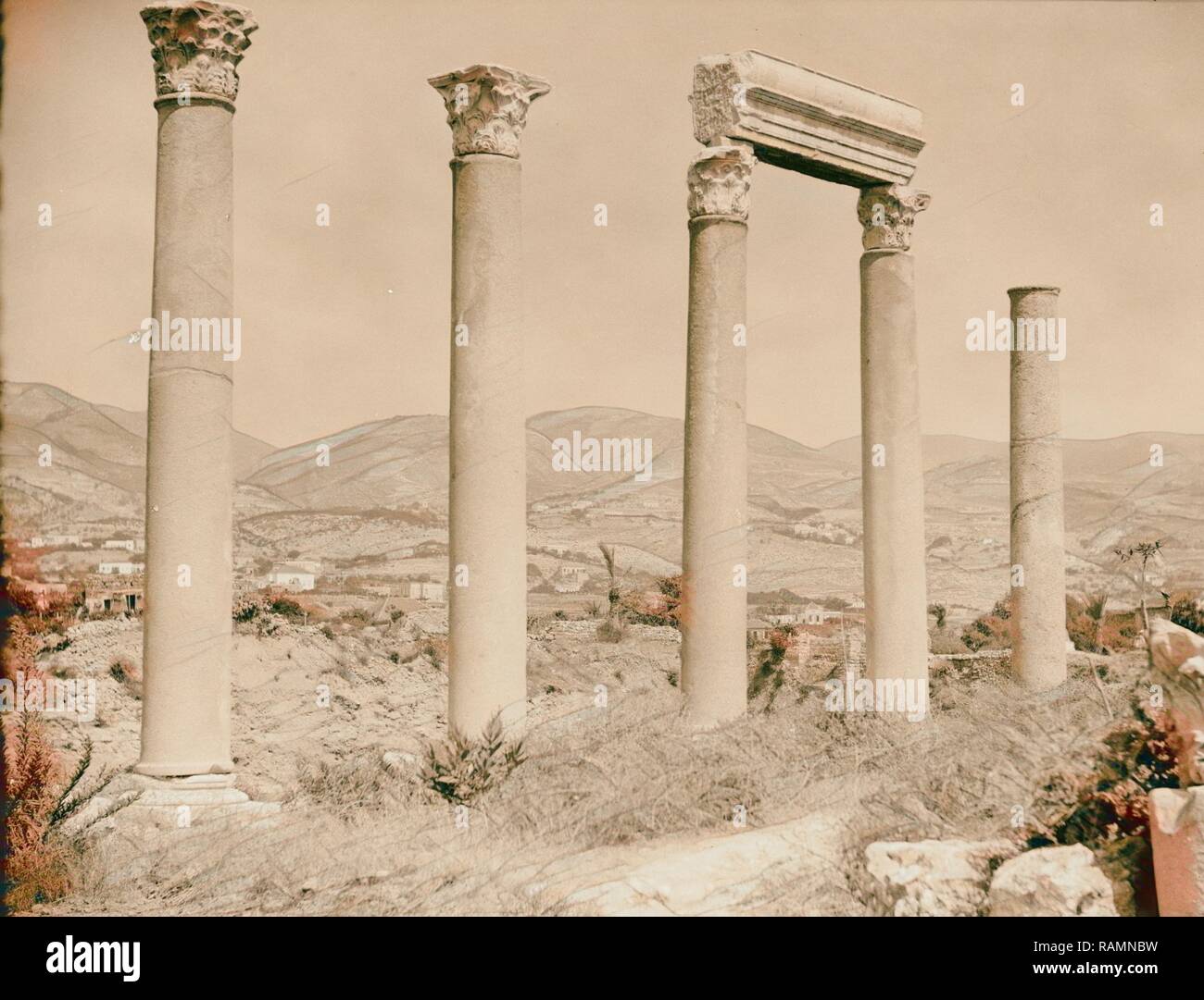 Jebeil. (Biblos). The colonnade of Biblos. 1920, Lebanon, Byblos ...