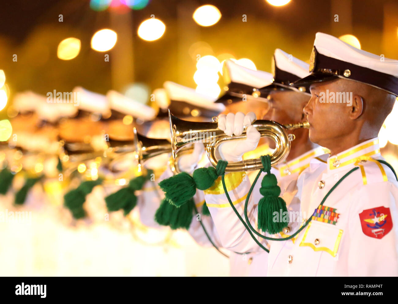 Beijing, Jan. 4. 4th Jan, 1948. Myanmar military band performs during a ...