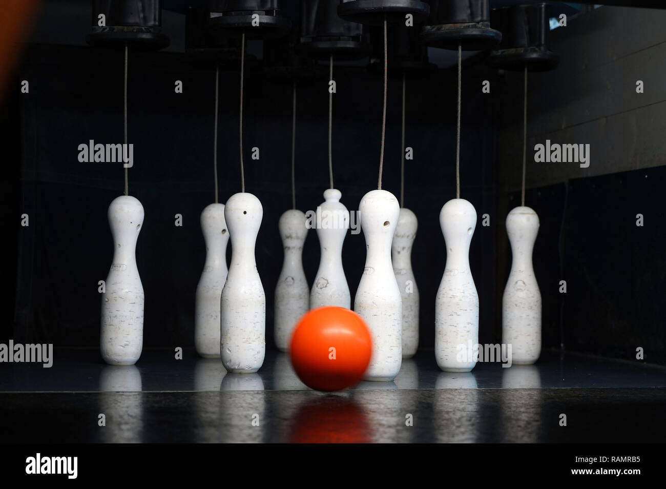 Photo of bowling pins and bowling ball hi-res stock photography and ...
