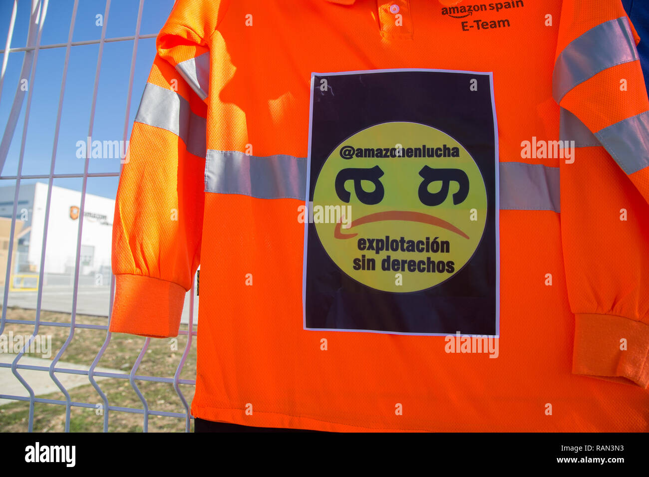 Strike logo with the slogan 'exploitation without rights' seen during a ...