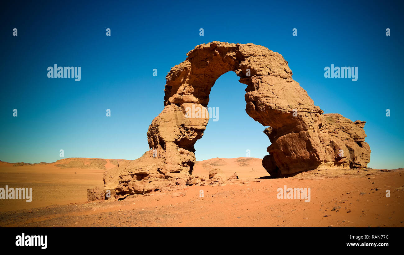 Arch Rock formation aka Arch of Africa or Arch of Algeria with moon at ...