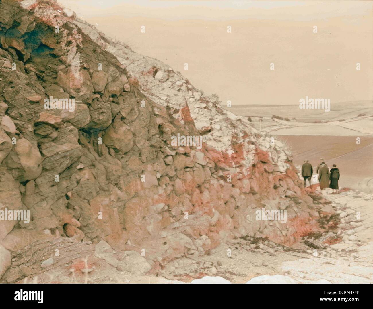 Tel Deweir (Lachish). E. side of Iron Age revetment, built in three ...