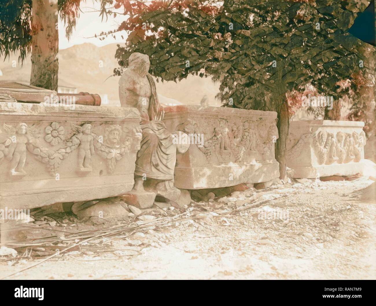 Roman sarcophagi in Antioch, along river Orontes. 1934, Turkey, Antioch ...