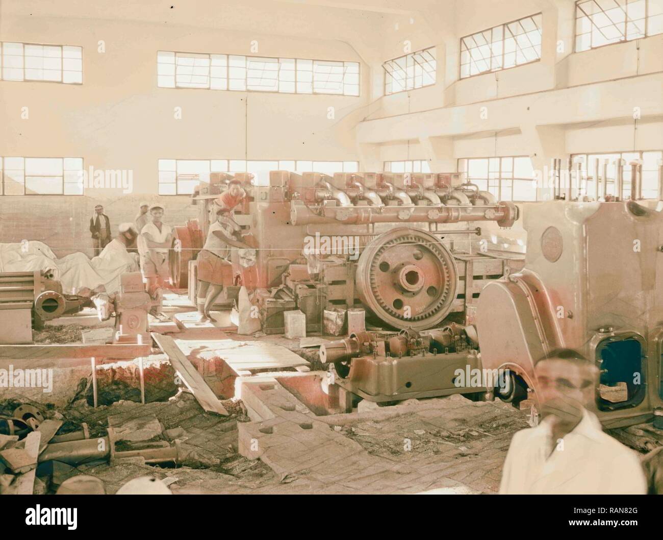 Jerusalem Water Works. Ras el Ain. Engine room interior. 1934, Israel ...